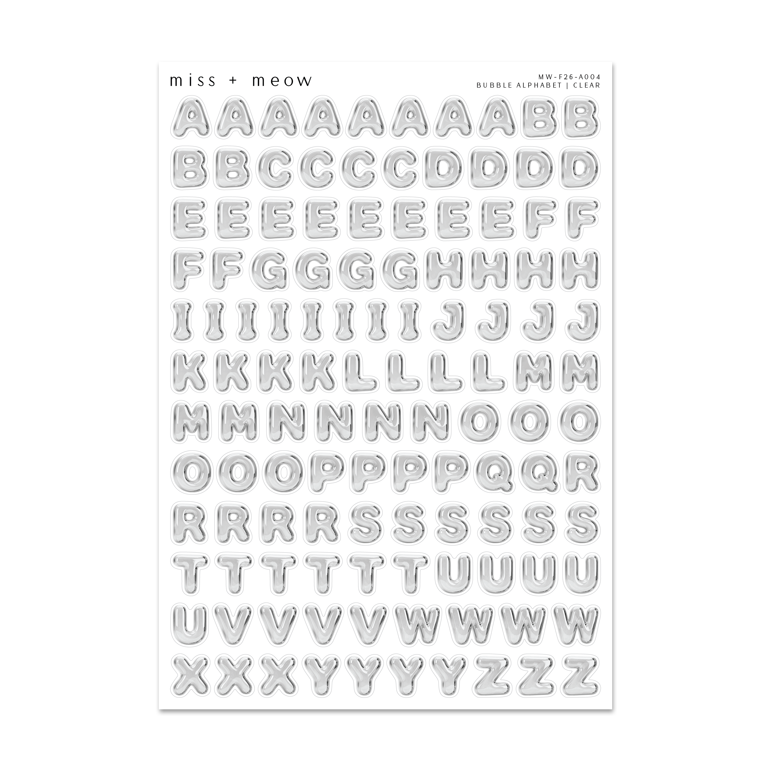 Bubble Alphabet | CLEAR – miss + meow