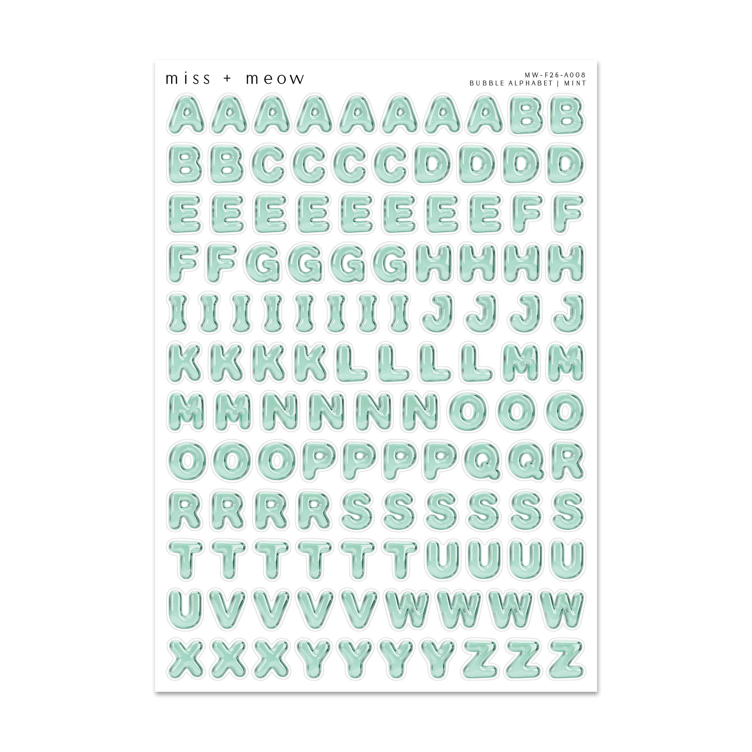 Bubble Alphabet | MINT – miss + meow